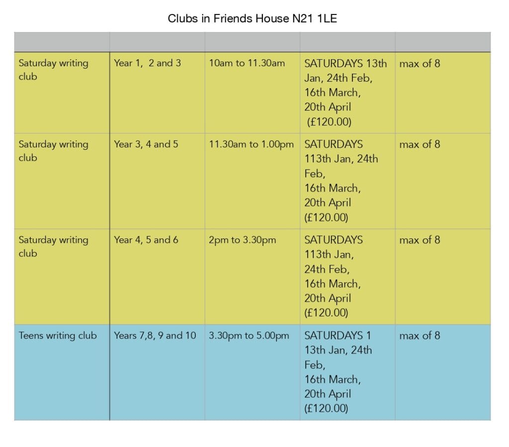 Our face-to-face clubs – Jan to April 2024 – Story Room